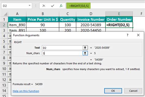 Image result for Using the Right Function in Excel