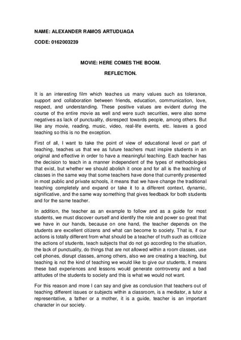 Image result for Reflection Paper Movie Example