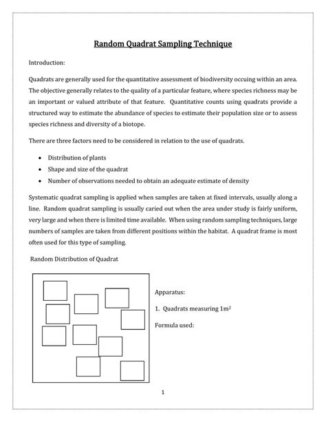 Image result for Random Quadrat Sampling Method