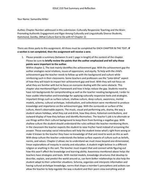 Image result for Example of Reflection Every Chapter