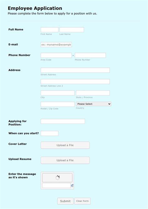 Image result for Simple Job Application Form