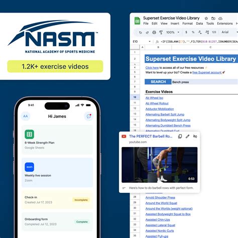 Image result for NASM Superset Exercise Example
