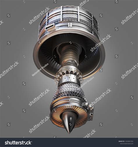 Cross Section Turbofan Jet Engine Isolated Stock Illustration 1293901552