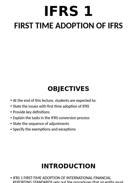 Image result for IFRS 1 Explained