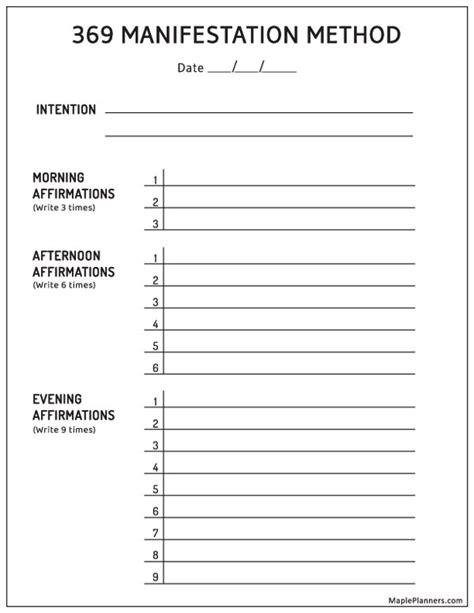 Image result for 369 Manifestation Method Worksheet Example