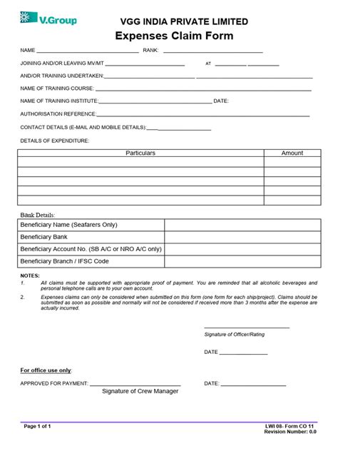 Expenses Claim Form | PDF