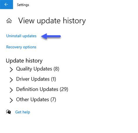 Image result for Uninstall Updates Windows 1.0