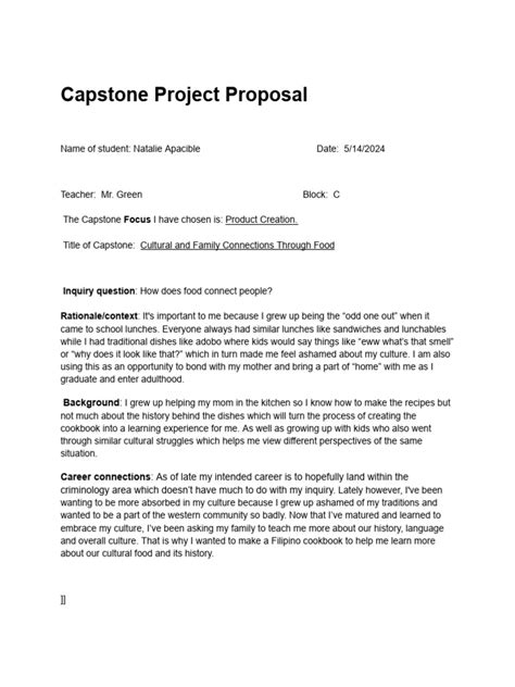 Image result for Capstone Project Proposal Overview Example