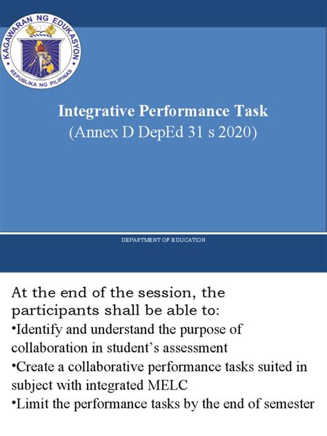 Image result for Integrative Performance Task DepEd