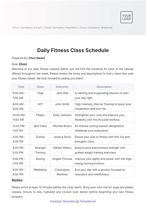 Image result for Example of a Schedule