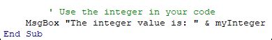 Image result for VBA Put String in Integer