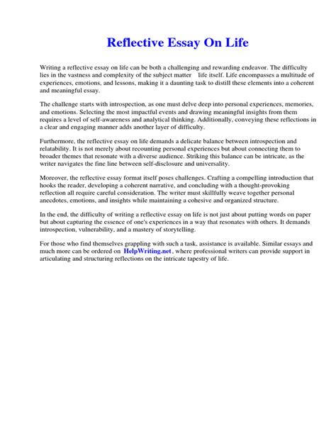 Image result for Example of Reflection Paper About Life