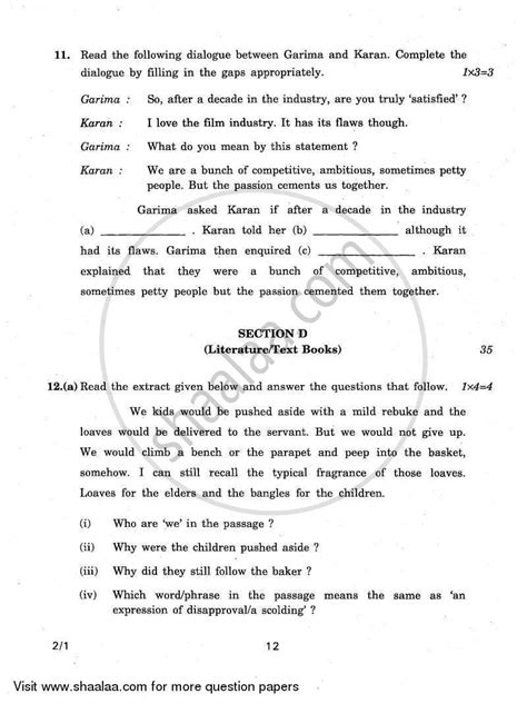 Image result for English Class 10 Question Paper