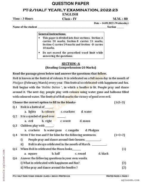 Image result for Class 4th English Question. Answer