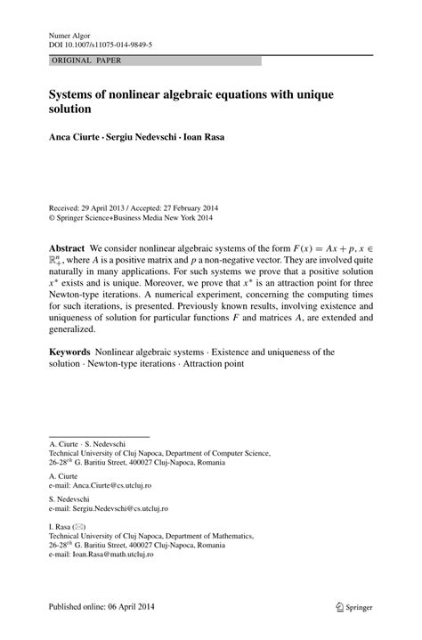 Image result for Nonlinear Algebraic Equations