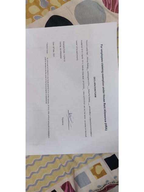 Image result for HRA Self Declaration Form