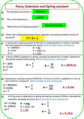 Image result for Spring a Spring B Force and Extention Physics