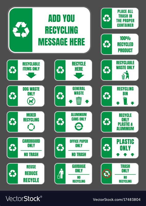 Recycle labels set Royalty Free Vector Image - VectorStock