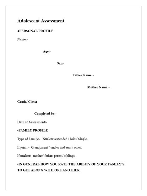 Image result for Adolescent Behavior Form