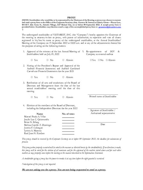 Image result for Proxy Vote Example