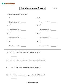 Image result for Finding Complementary Angles Answer Key