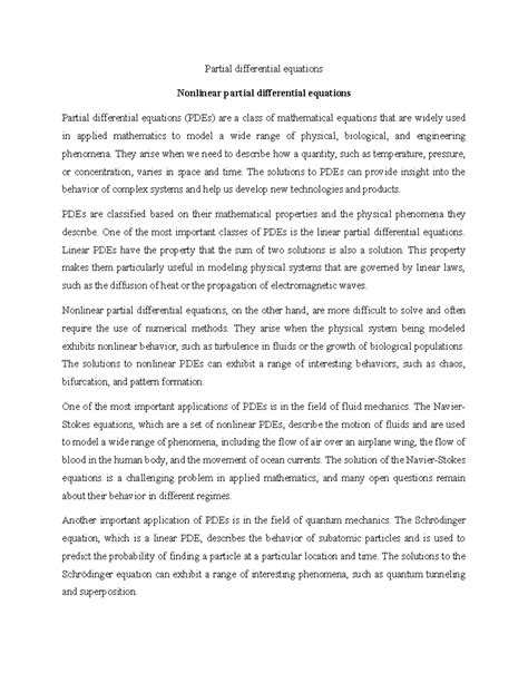 Image result for Nonlinear partial differential equation Nonlinear PDE Solutions