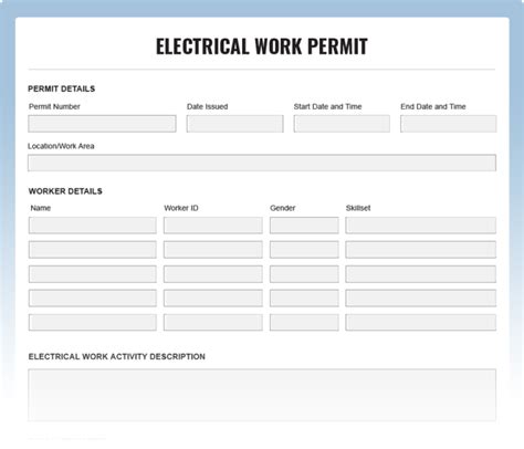 Image result for Electrical Work Permit