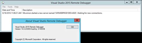 Image result for Remote Debugger Visual Studio 2015