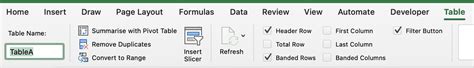 Image result for Excel Table Name