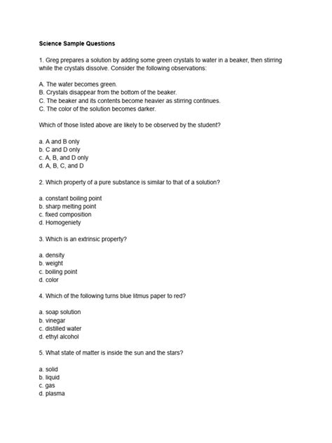 Image result for Sample Science Questions