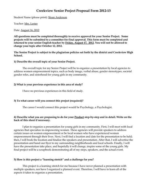 Image result for Senior Project Proposal Example