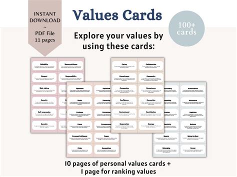Image result for Values Card Sort Worksheet