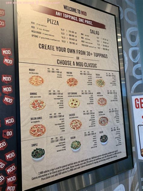 Online Menu of MOD Pizza Restaurant, Lutz, Florida, 33559 - Zmenu