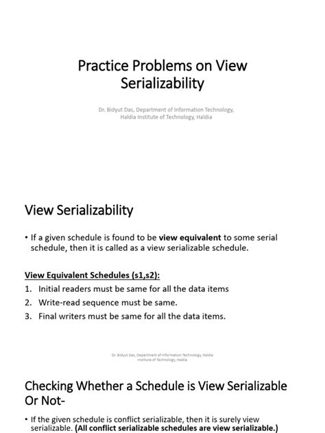 Image result for View Serializability Problems