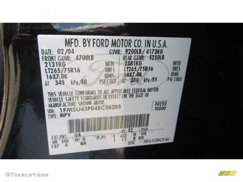 Image result for 2001 Ford Excursion Color Code