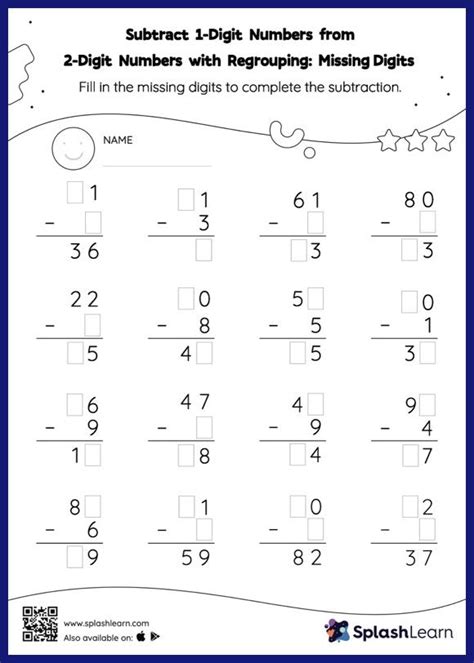 Image result for Subtracting Two-Digit Numbers Worksheet