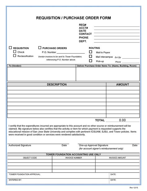 Image result for Blank Printable Requisition Form