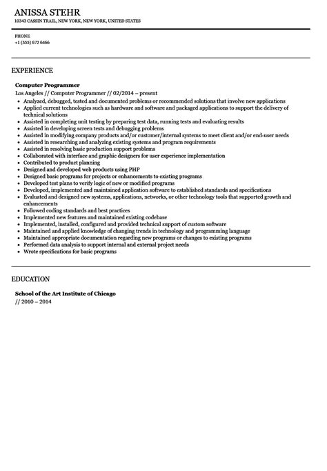 Image result for Computer Programmer Resume Sample