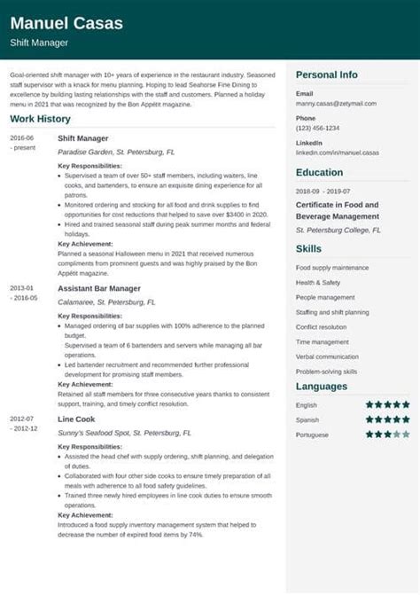 Image result for Shift Manager Resume Example