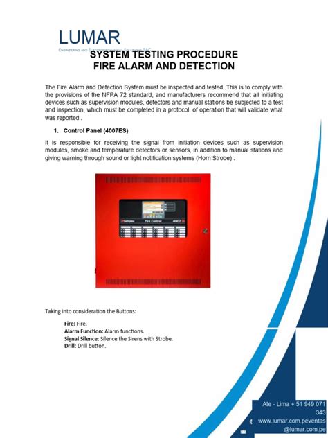 Fire Detection and Alarm System Testing Procedure | PDF | Equipment