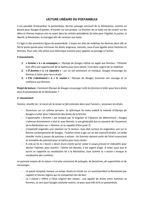 Image result for Explication Lineaire Olympe De Gouges