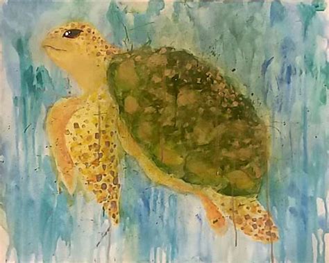 Watercolor Sea Turtle - Pinot's Palette Painting