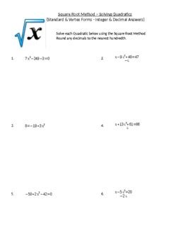 Image result for Solving Quadratics Square Root Method