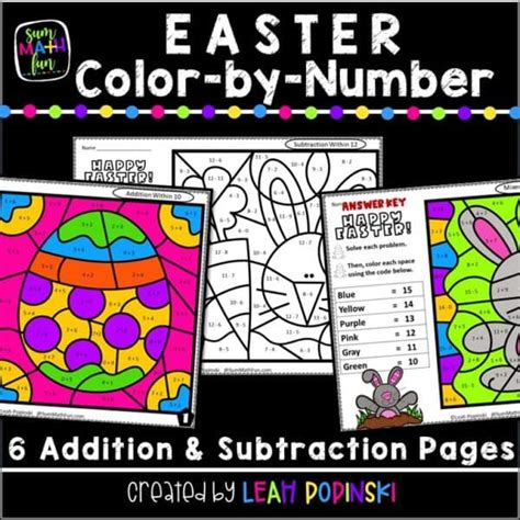 Image result for Easter Addition Color by Number