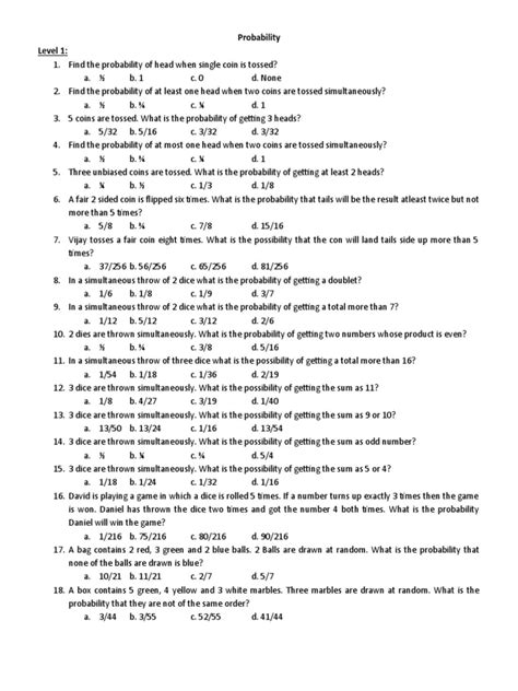 Image result for Example of Questions of Probability