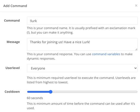 Image result for How to Add Lurk Command Streamelements