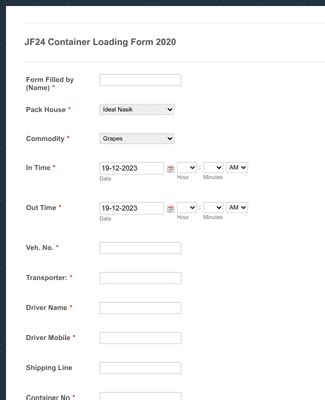 Image result for Container Loading Form