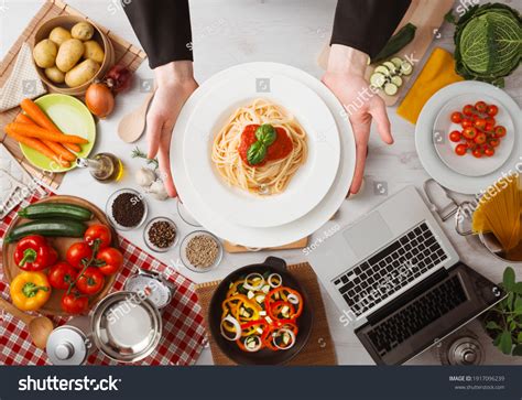 Professional Chefs Hands Cooking Pasta On Stock Photo 1917096239 ...