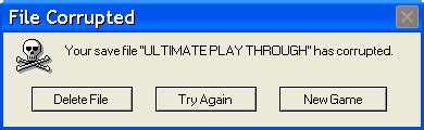 Image result for Corrupted Save File Screen