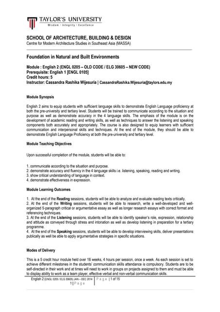 Image result for 4 Week Course Outline for English Study